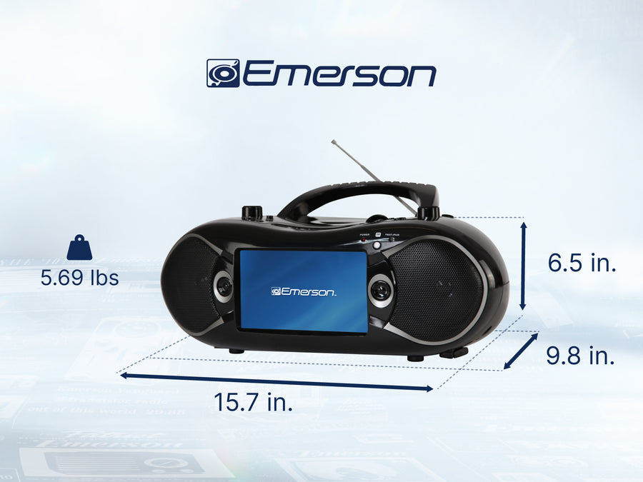 7”Bluetooth® DVD Boombox with AM/FM Radio & Digital TV – EMERSONAUDIO