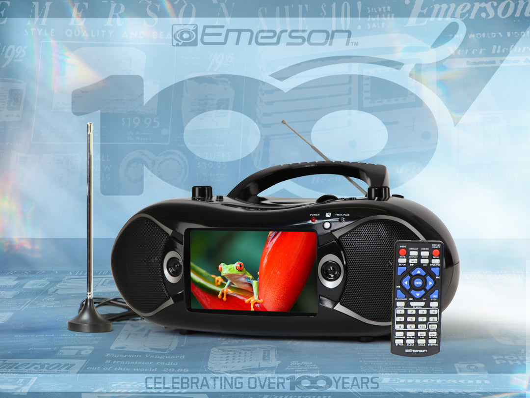 7”Bluetooth® DVD Boombox with AM/FM Radio & Digital TV – EMERSONAUDIO