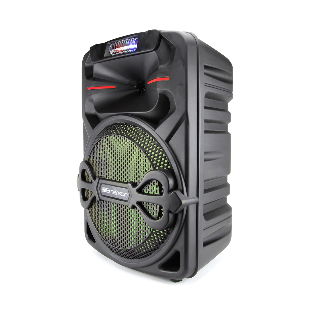 Portable 12” Bluetooth Party Speaker with Disco Lights – EMERSONAUDIO