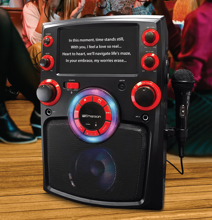 Portable Bluetooth® Karaoke System with 7" LCD Display – EMERSONAUDIO