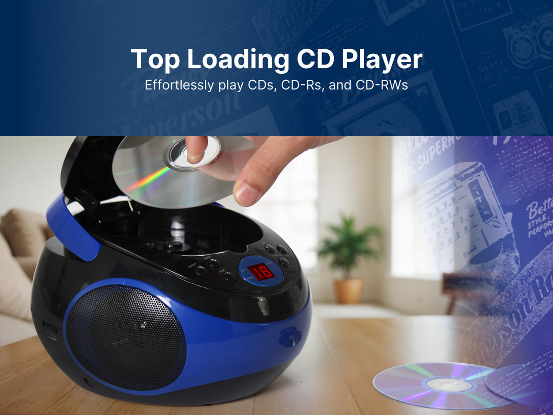 Portable CD Player with AM/FM Radio – EMERSONAUDIO
