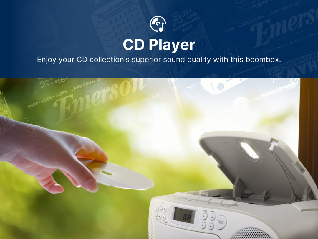 Portable CD / Cassette Player with AM/FM Stereo – EMERSONAUDIO