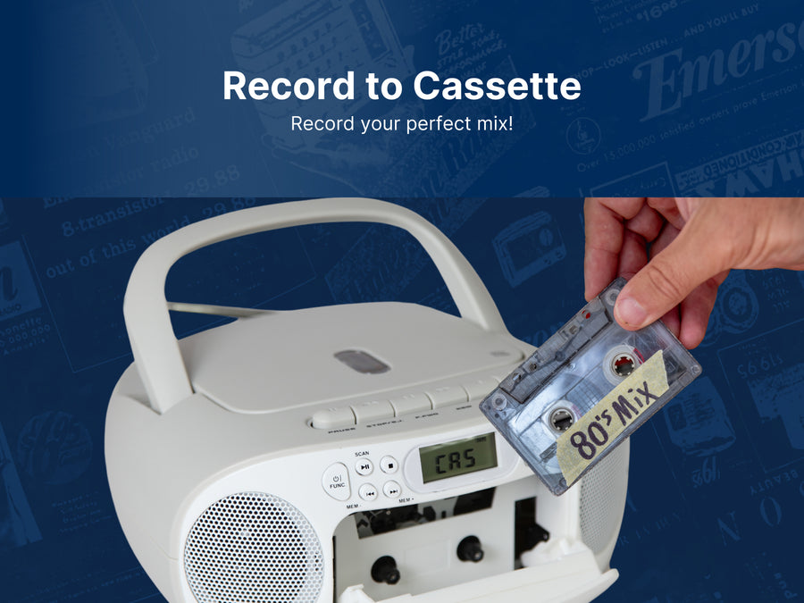 Portable CD / Cassette Player with AM/FM Stereo – EMERSONAUDIO