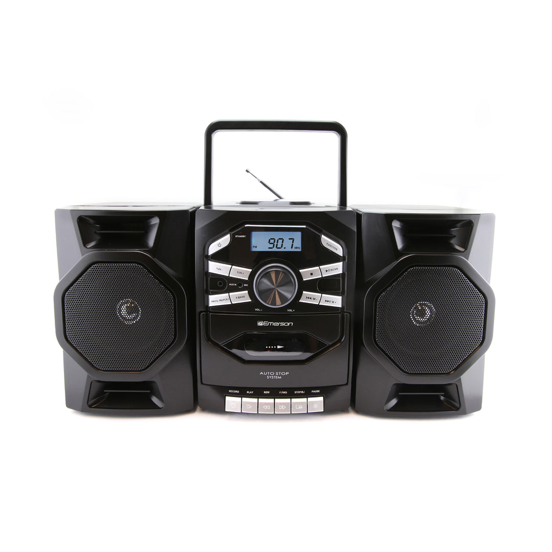 Portable CD & Cassette Stereo Boombox with AM/FM Radio – EMERSONAUDIO