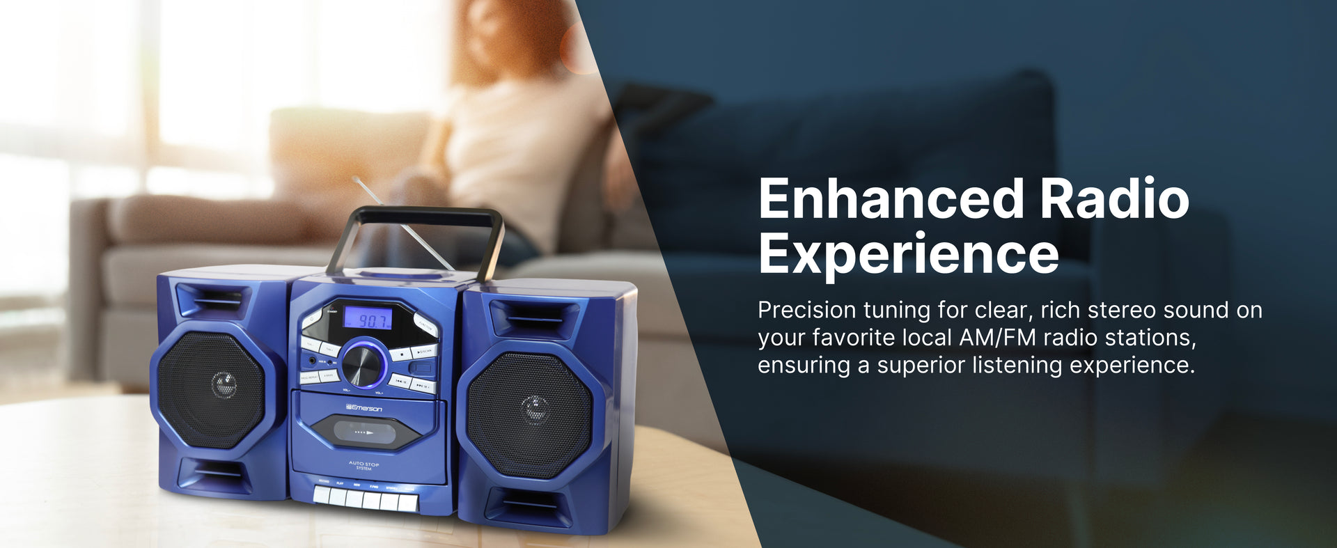 Portable CD & Cassette Stereo Boombox with AM/FM Radio – EMERSONAUDIO